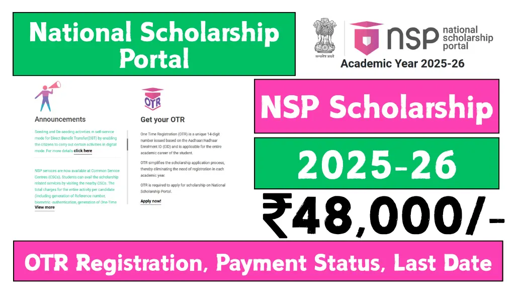 NSP Scholarship 2025-26 Apply Online, Check OTR Registration, Payment ...